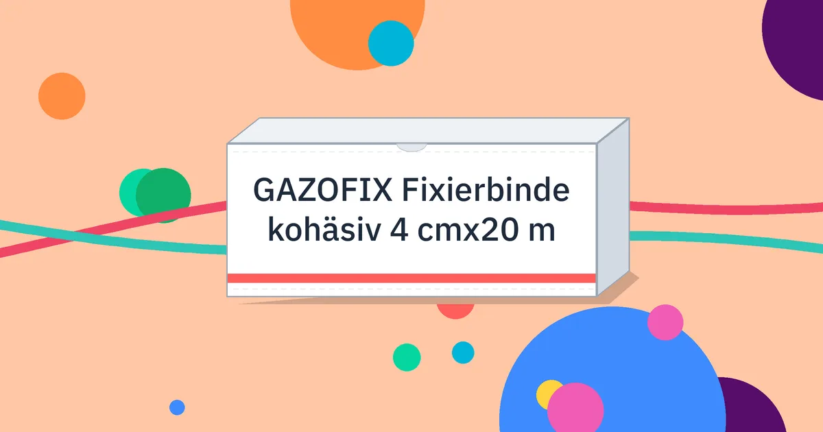 Symbolbild: Packung mit der Aufschrift GAZOFIX Fixierbinde kohäsiv 4 cmx20 m (PZN 11587830) – Verfügbarkeit und Bezug in Apotheken in Frankfurt am Main