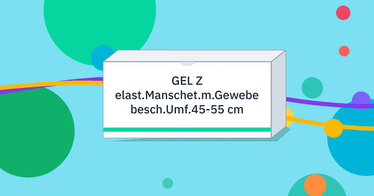 Symbolbild: Packung mit der Aufschrift GEL Z elast.Manschet.m.Gewebe besch.Umf.45-55 cm (PZN 11079016) – Verfügbarkeit und Bezug in Apotheken in Frankfurt am Main