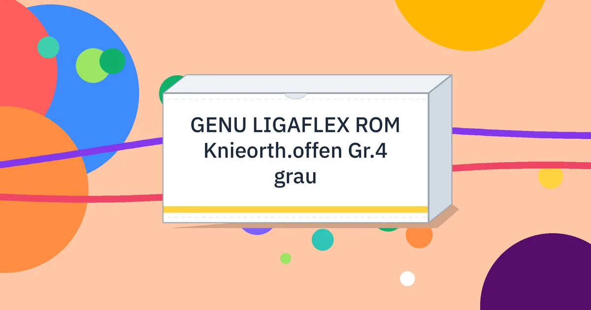 Symbolbild: Packung mit der Aufschrift GENU LIGAFLEX ROM Knieorth.offen Gr.4 grau (PZN 13157358) – Verfügbarkeit und Bezug in Apotheken in Frankfurt am Main