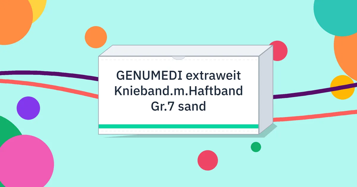 Symbolbild: Packung mit der Aufschrift GENUMEDI extraweit Knieband.m.Haftband Gr.7 sand (PZN 15315726) – Verfügbarkeit und Bezug in Apotheken in Frankfurt am Main