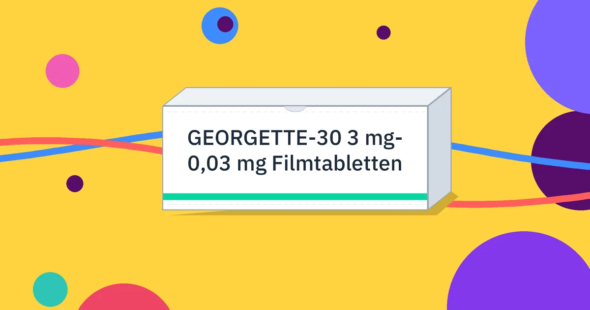 Symbolbild: Packung mit der Aufschrift GEORGETTE-30 3 mg-0,03 mg Filmtabletten (PZN 11236415) – Verfügbarkeit und Bezug in Apotheken in Frankfurt am Main