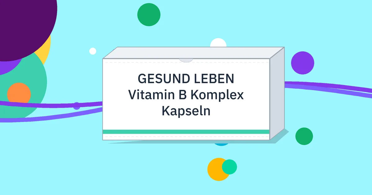 Symbolbild: Packung mit der Aufschrift GESUND LEBEN Vitamin B Komplex Kapseln (PZN 06727677) – Verfügbarkeit und Bezug in Apotheken in Frankfurt am Main
