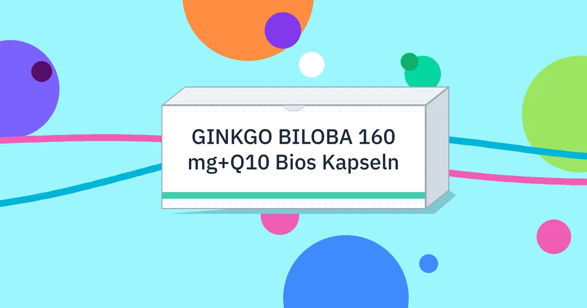 Symbolbild: Packung mit der Aufschrift GINKGO BILOBA 160 mg+Q10 Bios Kapseln (PZN 09179940) – Verfügbarkeit und Bezug in Apotheken in Frankfurt am Main