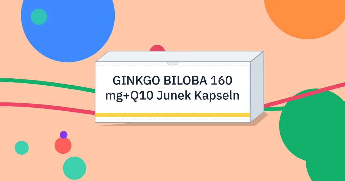 Symbolbild: Packung mit der Aufschrift GINKGO BILOBA 160 mg+Q10 Junek Kapseln (PZN 01644544) – Verfügbarkeit und Bezug in Apotheken in Frankfurt am Main