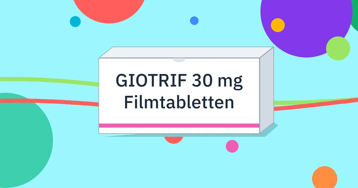 Symbolbild: Packung mit der Aufschrift GIOTRIF 30 mg Filmtabletten (PZN 17626703) – Verfügbarkeit und Bezug in Apotheken in Frankfurt am Main