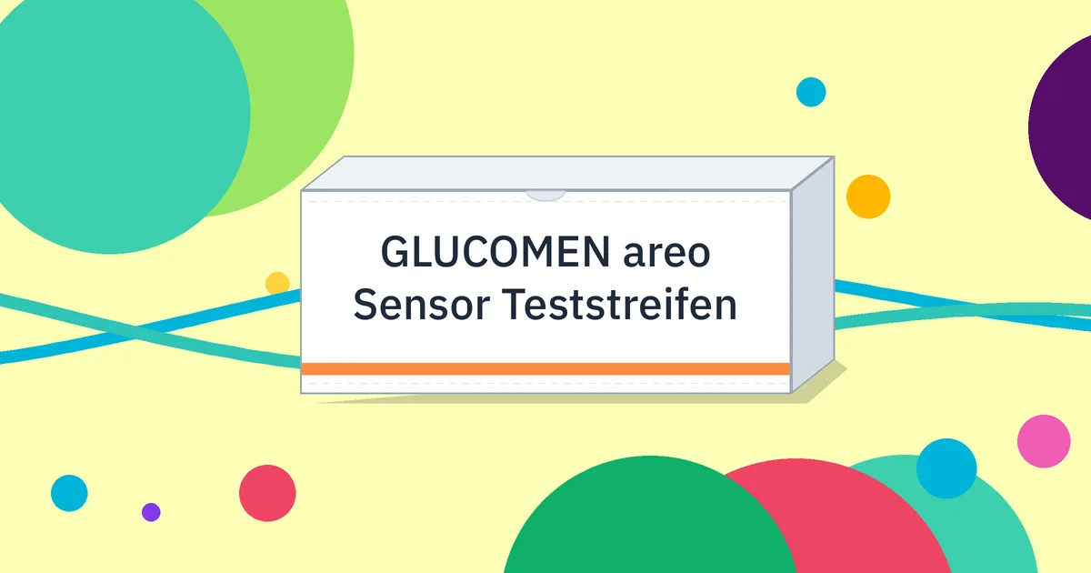 Symbolbild: Packung mit der Aufschrift GLUCOMEN areo Sensor Teststreifen (PZN 13928198) – Verfügbarkeit und Bezug in Apotheken in Frankfurt am Main