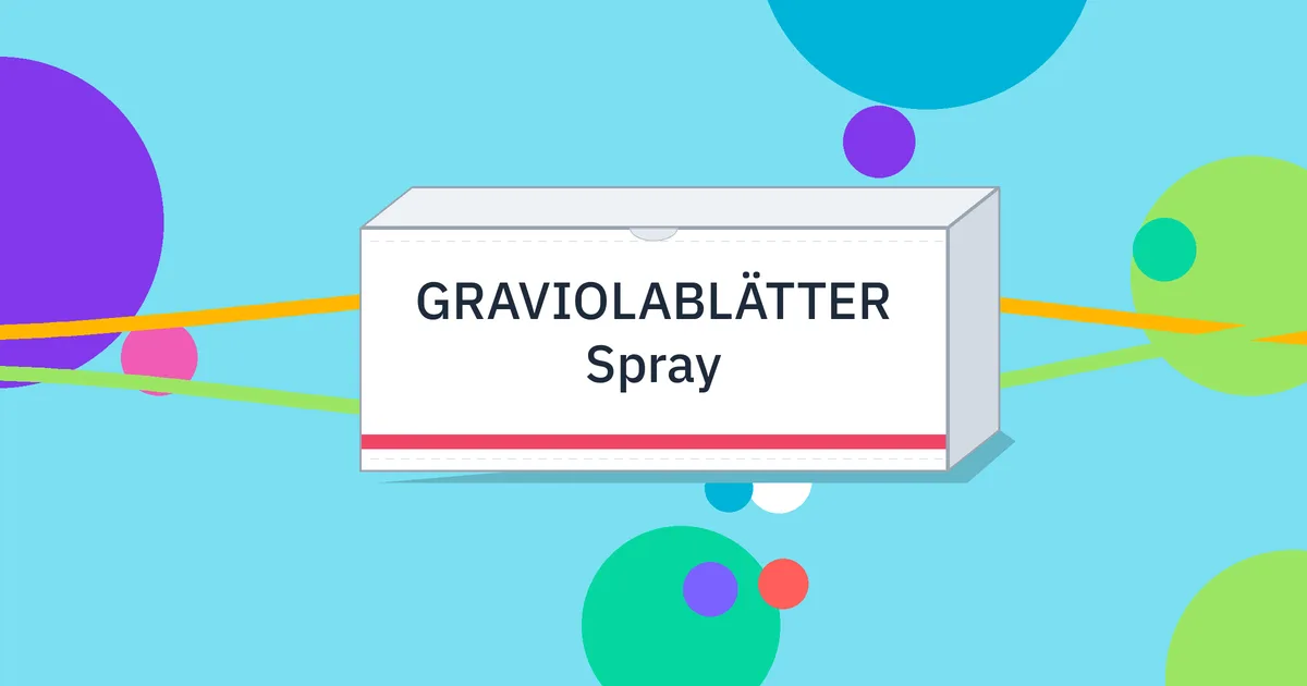 Symbolbild: Packung mit der Aufschrift GRAVIOLABLÄTTER Spray (PZN 16674120) – Verfügbarkeit und Bezug in Apotheken in Frankfurt am Main