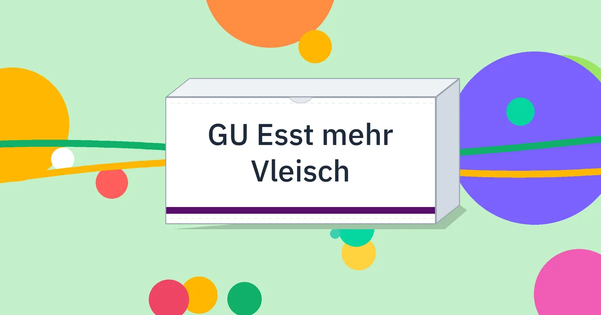 Symbolbild: Packung mit der Aufschrift GU Esst mehr Vleisch (PZN 18266336) – Verfügbarkeit und Bezug in Apotheken in Frankfurt am Main