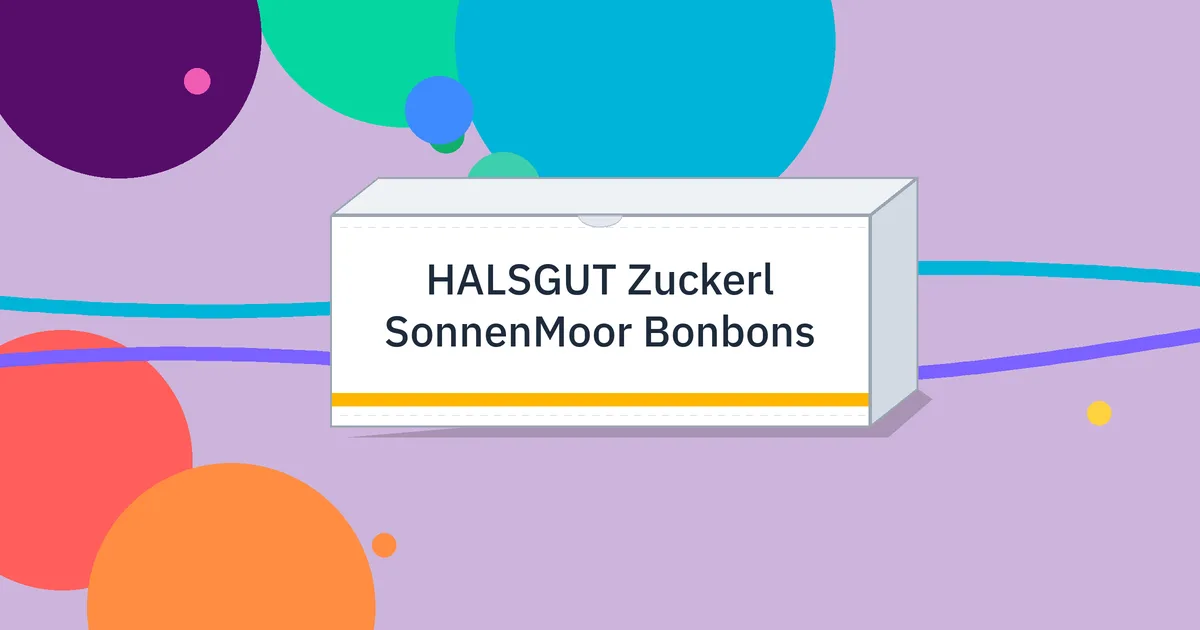 Symbolbild: Packung mit der Aufschrift HALSGUT Zuckerl SonnenMoor Bonbons (PZN 00473980) – Verfügbarkeit und Bezug in Apotheken in Frankfurt am Main