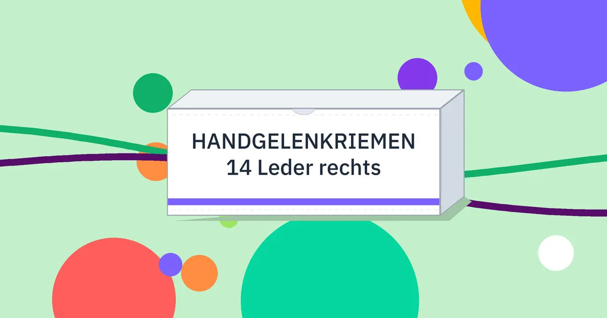 Symbolbild: Packung mit der Aufschrift HANDGELENKRIEMEN 14 Leder rechts (PZN 01727595) – Verfügbarkeit und Bezug in Apotheken in Frankfurt am Main