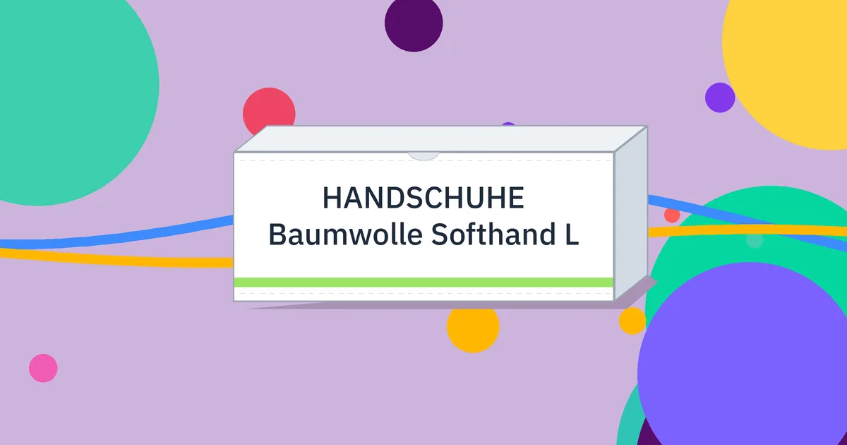 Symbolbild: Packung mit der Aufschrift HANDSCHUHE Baumwolle Softhand L (PZN 13343440) – Verfügbarkeit und Bezug in Apotheken in Frankfurt am Main