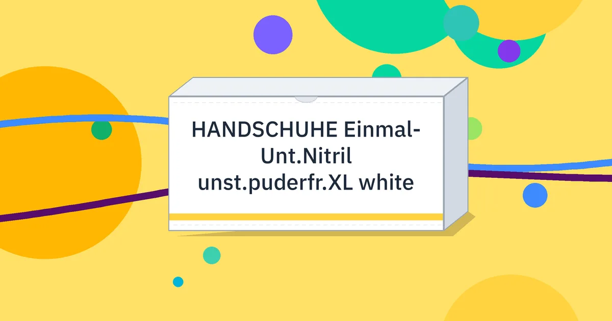 Symbolbild: Packung mit der Aufschrift HANDSCHUHE Einmal-Unt.Nitril unst.puderfr.XL white (PZN 09671115) – Verfügbarkeit und Bezug in Apotheken in Frankfurt am Main