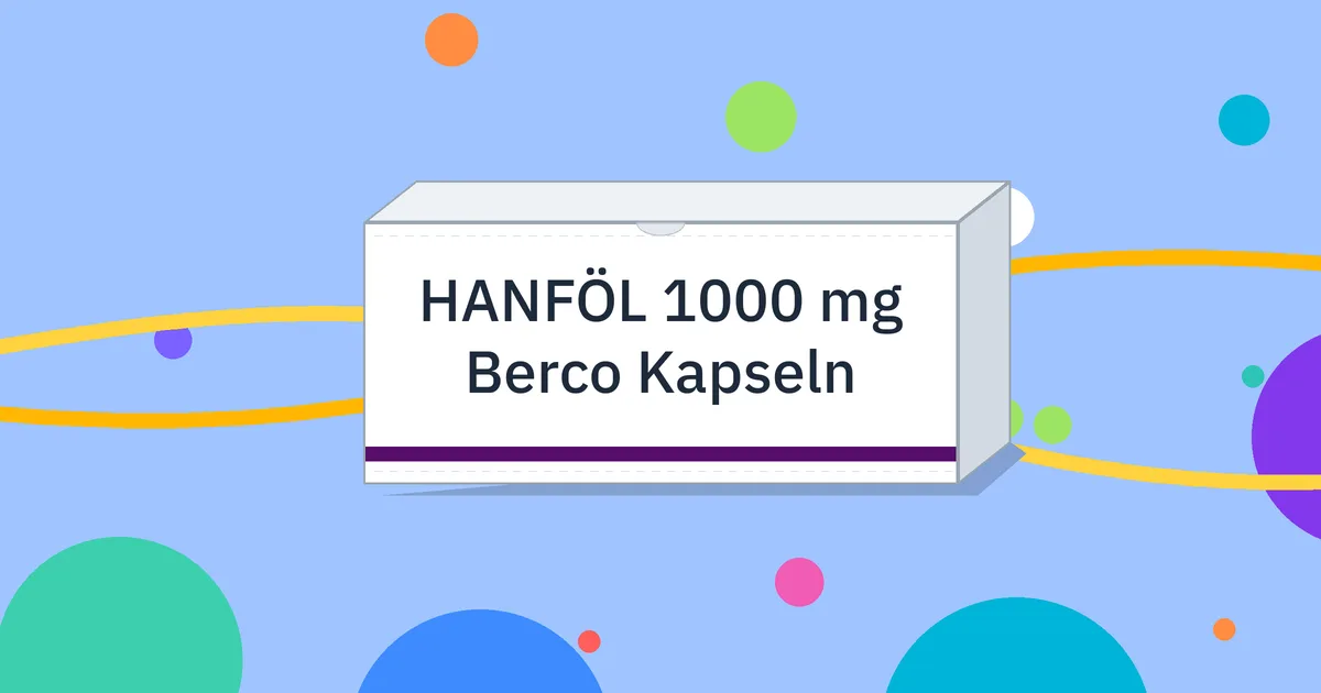 Symbolbild: Packung mit der Aufschrift HANFÖL 1000 mg Berco Kapseln (PZN 17156947) – Verfügbarkeit und Bezug in Apotheken in Frankfurt am Main