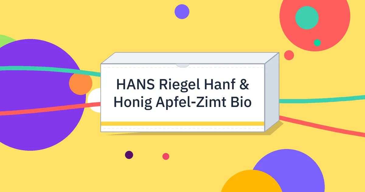 Symbolbild: Packung mit der Aufschrift HANS Riegel Hanf & Honig Apfel-Zimt Bio (PZN 17421450) – Verfügbarkeit und Bezug in Apotheken in Frankfurt am Main
