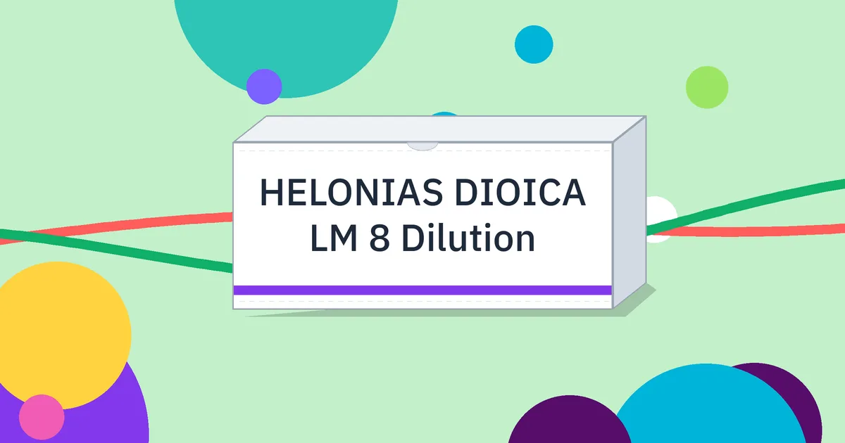 Symbolbild: Packung mit der Aufschrift HELONIAS DIOICA LM 8 Dilution (PZN 12886983) – Verfügbarkeit und Bezug in Apotheken in Frankfurt am Main