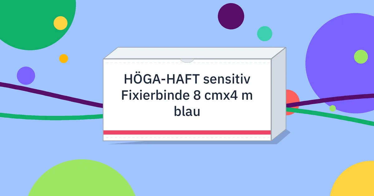 Symbolbild: Packung mit der Aufschrift HÖGA-HAFT sensitiv Fixierbinde 8 cmx4 m blau (PZN 20022216) – Verfügbarkeit und Bezug in Apotheken in Frankfurt am Main