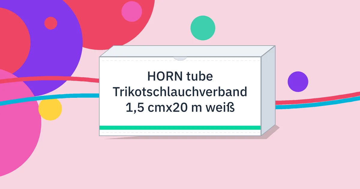 Symbolbild: Packung mit der Aufschrift HORN tube Trikotschlauchverband 1,5 cmx20 m weiß (PZN 04677395) – Verfügbarkeit und Bezug in Apotheken in Frankfurt am Main