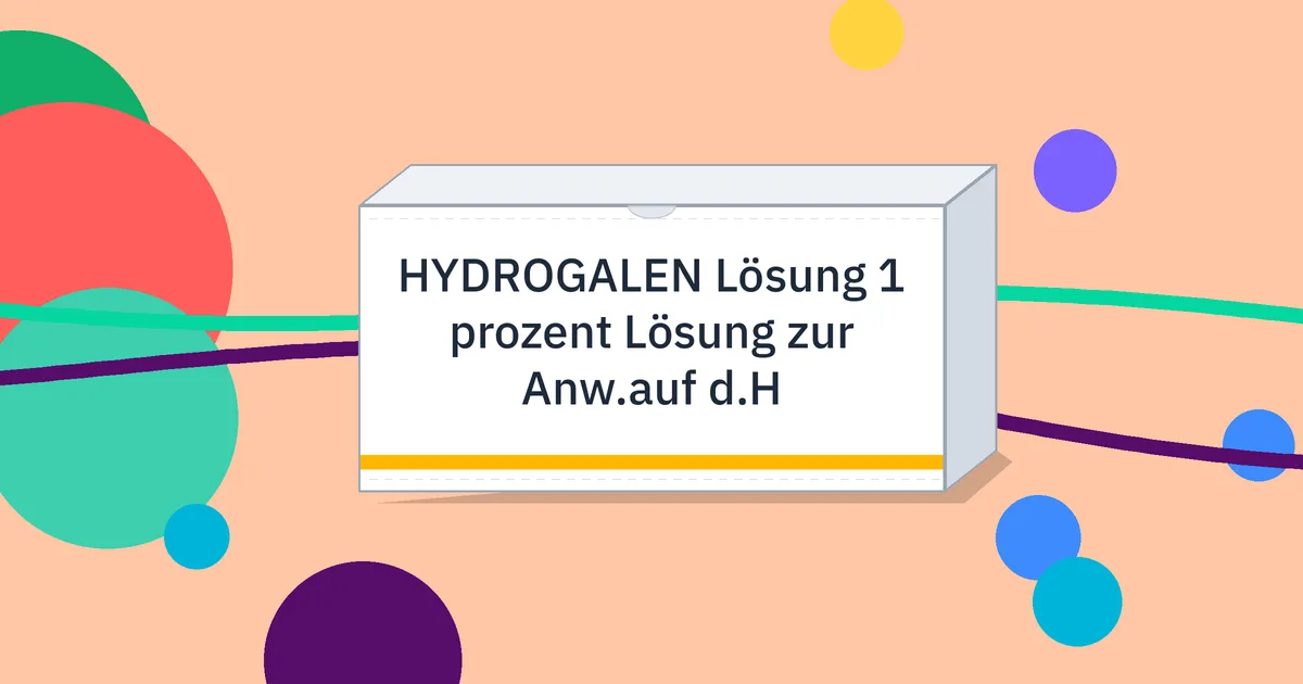 Symbolbild: Packung mit der Aufschrift HYDROGALEN Lösung 1 prozent Lösung zur Anw.auf d.H (PZN 08604499) – Verfügbarkeit und Bezug in Apotheken in Frankfurt am Main