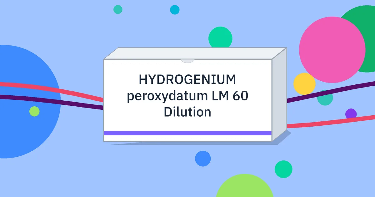 Symbolbild: Packung mit der Aufschrift HYDROGENIUM peroxydatum LM 60 Dilution (PZN 13557477) – Verfügbarkeit und Bezug in Apotheken in Frankfurt am Main