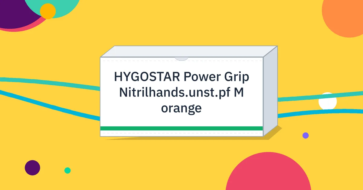 Symbolbild: Packung mit der Aufschrift HYGOSTAR Power Grip Nitrilhands.unst.pf M orange (PZN 20775097) – Verfügbarkeit und Bezug in Apotheken in Frankfurt am Main