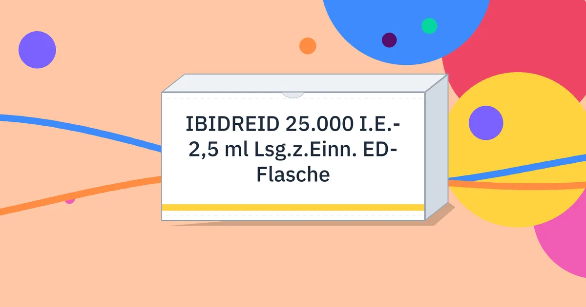 Symbolbild: Packung mit der Aufschrift IBIDREID 25.000 I.E.-2,5 ml Lsg.z.Einn. ED-Flasche (PZN 18757531) – Verfügbarkeit und Bezug in Apotheken in Frankfurt am Main
