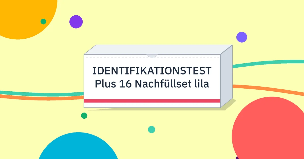 Symbolbild: Packung mit der Aufschrift IDENTIFIKATIONSTEST Plus 16 Nachfüllset lila (PZN 17850116) – Verfügbarkeit und Bezug in Apotheken in Frankfurt am Main