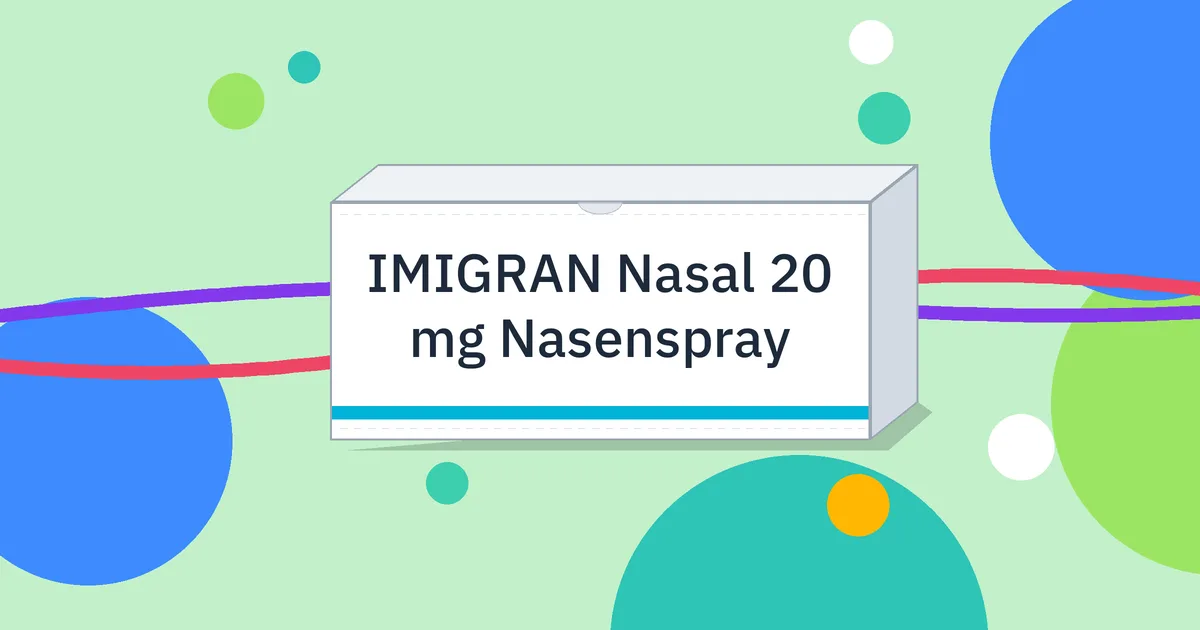 Symbolbild: Packung mit der Aufschrift IMIGRAN Nasal 20 mg Nasenspray (PZN 08602419) – Verfügbarkeit und Bezug in Apotheken in Frankfurt am Main