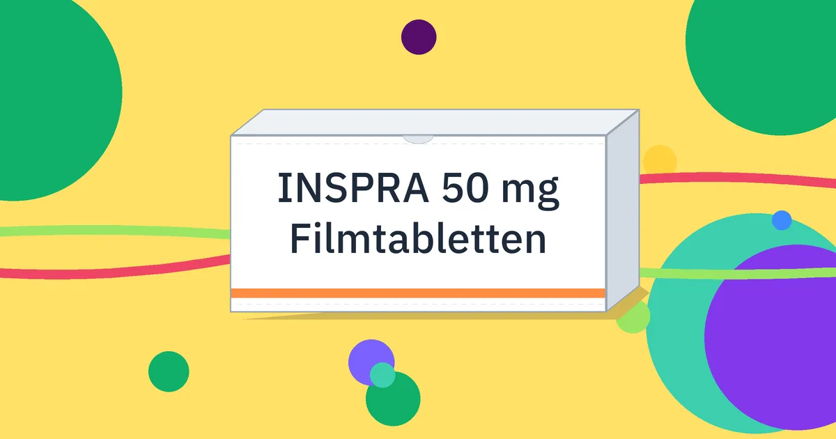 Symbolbild: Packung mit der Aufschrift INSPRA 50 mg Filmtabletten (PZN 01004951) – Verfügbarkeit und Bezug in Apotheken in Frankfurt am Main