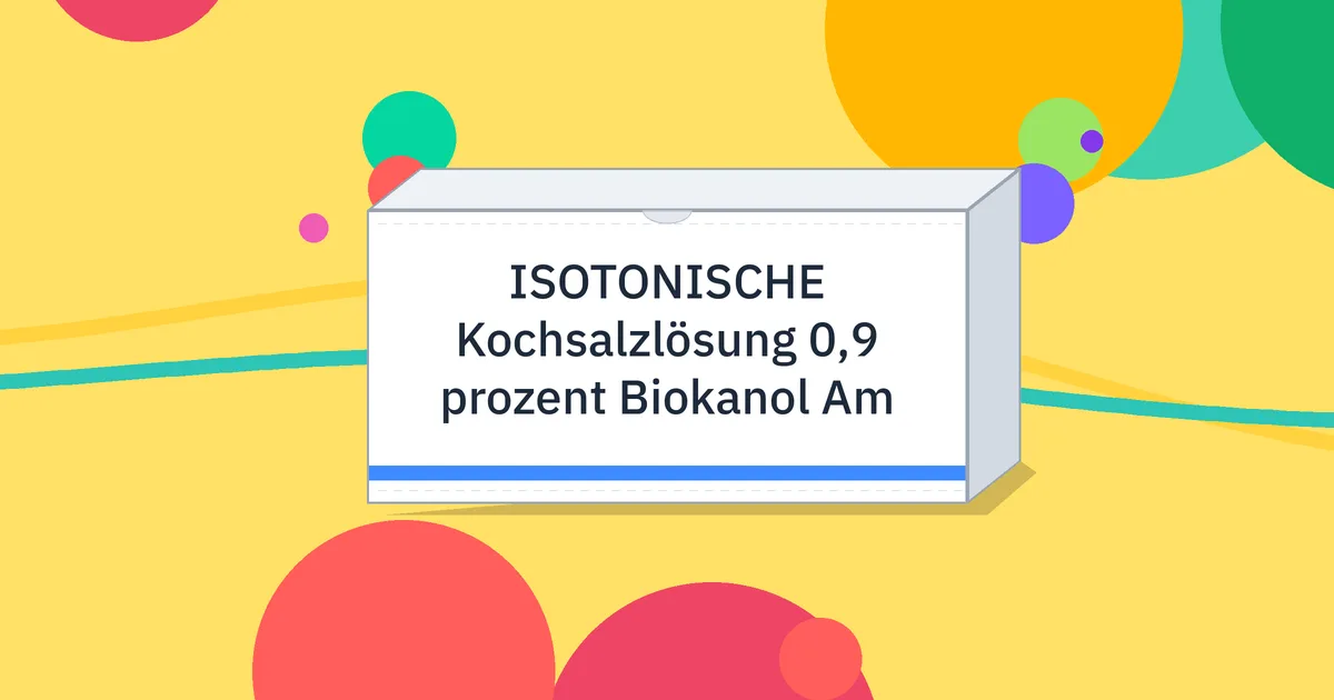 Symbolbild: Packung mit der Aufschrift ISOTONISCHE Kochsalzlösung 0,9 prozent Biokanol Am (PZN 00955561) – Verfügbarkeit und Bezug in Apotheken in Frankfurt am Main