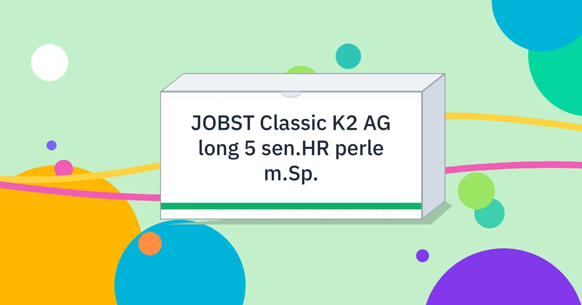 Symbolbild: Packung mit der Aufschrift JOBST Classic K2 AG long 5 sen.HR perle m.Sp. (PZN 17959043) – Verfügbarkeit und Bezug in Apotheken in Frankfurt am Main
