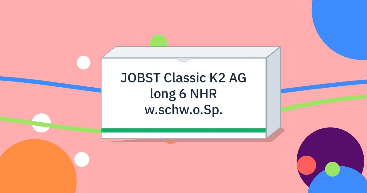 Symbolbild: Packung mit der Aufschrift JOBST Classic K2 AG long 6 NHR w.schw.o.Sp. (PZN 11269886) – Verfügbarkeit und Bezug in Apotheken in Frankfurt am Main