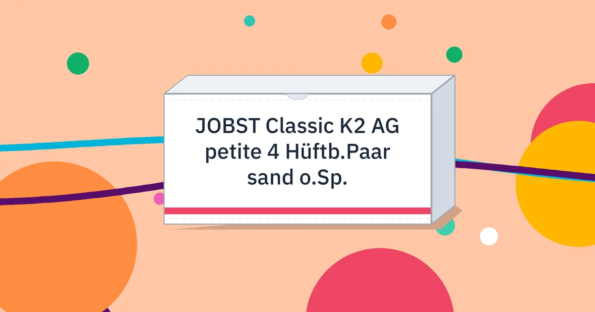 Symbolbild: Packung mit der Aufschrift JOBST Classic K2 AG petite 4 Hüftb.Paar sand o.Sp. (PZN 13065142) – Verfügbarkeit und Bezug in Apotheken in Frankfurt am Main