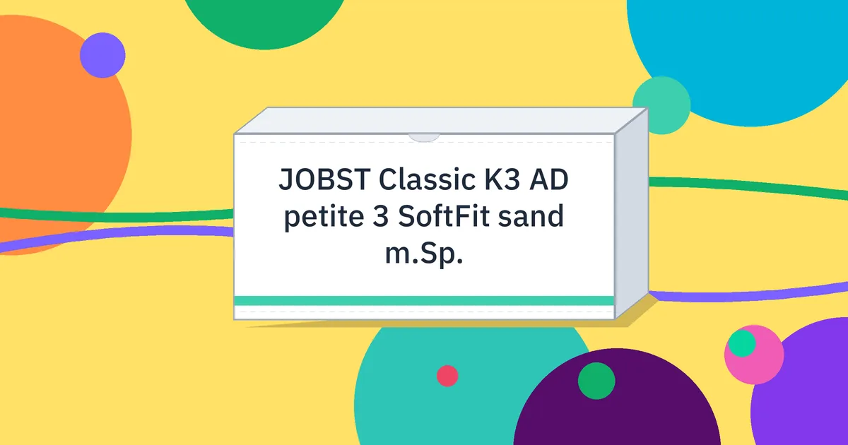 Symbolbild: Packung mit der Aufschrift JOBST Classic K3 AD petite 3 SoftFit sand m.Sp. (PZN 14223353) – Verfügbarkeit und Bezug in Apotheken in Frankfurt am Main