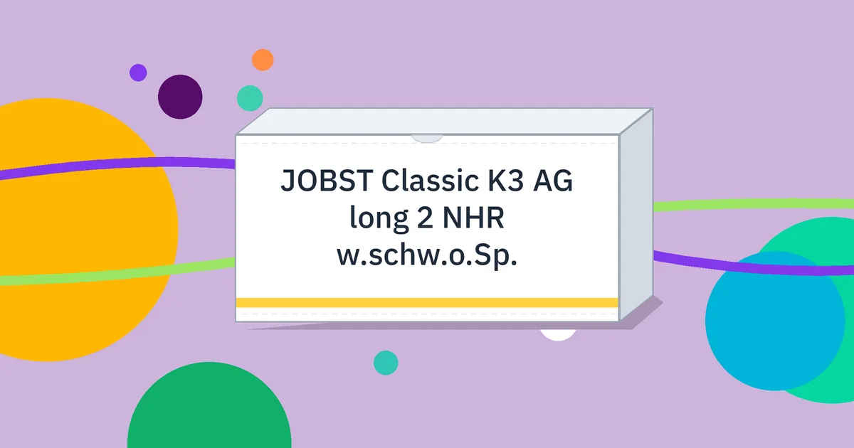 Symbolbild: Packung mit der Aufschrift JOBST Classic K3 AG long 2 NHR w.schw.o.Sp. (PZN 13072395) – Verfügbarkeit und Bezug in Apotheken in Frankfurt am Main
