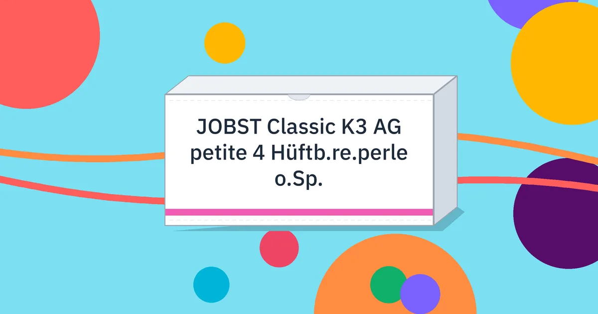 Symbolbild: Packung mit der Aufschrift JOBST Classic K3 AG petite 4 Hüftb.re.perle o.Sp. (PZN 13075123) – Verfügbarkeit und Bezug in Apotheken in Frankfurt am Main