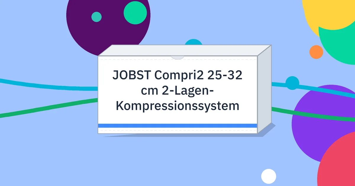 Symbolbild: Packung mit der Aufschrift JOBST Compri2 25-32 cm 2-Lagen-Kompressionssystem (PZN 12657024) – Verfügbarkeit und Bezug in Apotheken in Frankfurt am Main