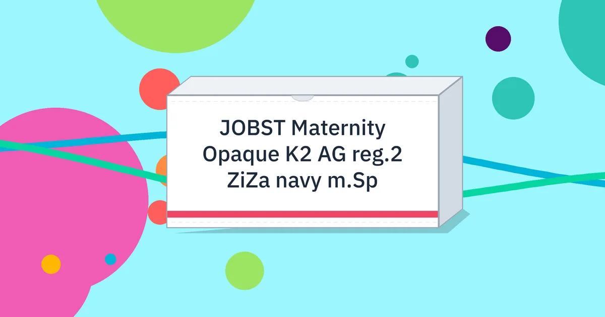 Symbolbild: Packung mit der Aufschrift JOBST Maternity Opaque K2 AG reg.2 ZiZa navy m.Sp (PZN 15860518) – Verfügbarkeit und Bezug in Apotheken in Frankfurt am Main
