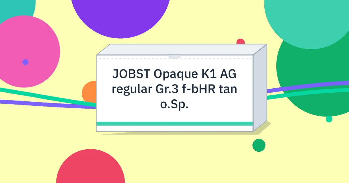 Symbolbild: Packung mit der Aufschrift JOBST Opaque K1 AG regular Gr.3 f-bHR tan o.Sp. (PZN 16266042) – Verfügbarkeit und Bezug in Apotheken in Frankfurt am Main