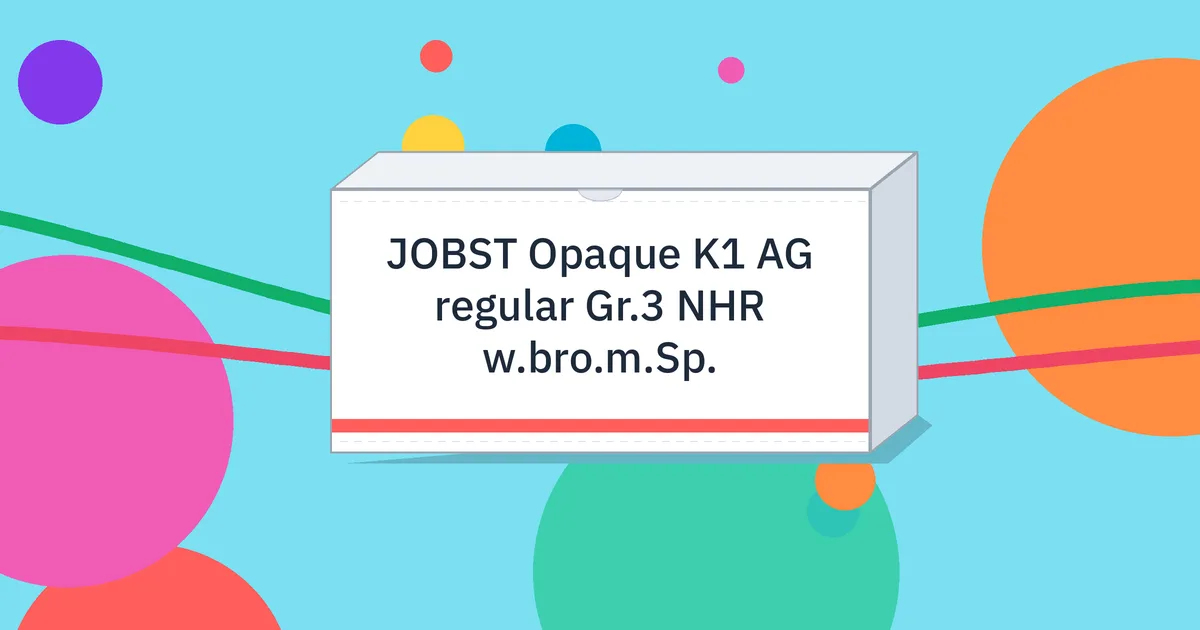 Symbolbild: Packung mit der Aufschrift JOBST Opaque K1 AG regular Gr.3 NHR w.bro.m.Sp. (PZN 13091760) – Verfügbarkeit und Bezug in Apotheken in Frankfurt am Main