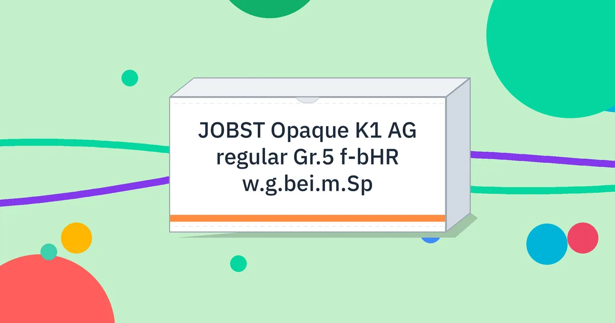 Symbolbild: Packung mit der Aufschrift JOBST Opaque K1 AG regular Gr.5 f-bHR w.g.bei.m.Sp (PZN 16265634) – Verfügbarkeit und Bezug in Apotheken in Frankfurt am Main