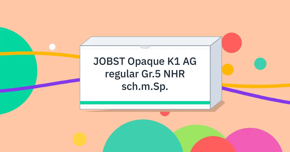 Symbolbild: Packung mit der Aufschrift JOBST Opaque K1 AG regular Gr.5 NHR sch.m.Sp. (PZN 13091725) – Verfügbarkeit und Bezug in Apotheken in Frankfurt am Main