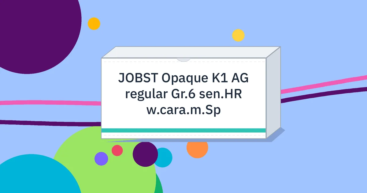 Symbolbild: Packung mit der Aufschrift JOBST Opaque K1 AG regular Gr.6 sen.HR w.cara.m.Sp (PZN 13092989) – Verfügbarkeit und Bezug in Apotheken in Frankfurt am Main