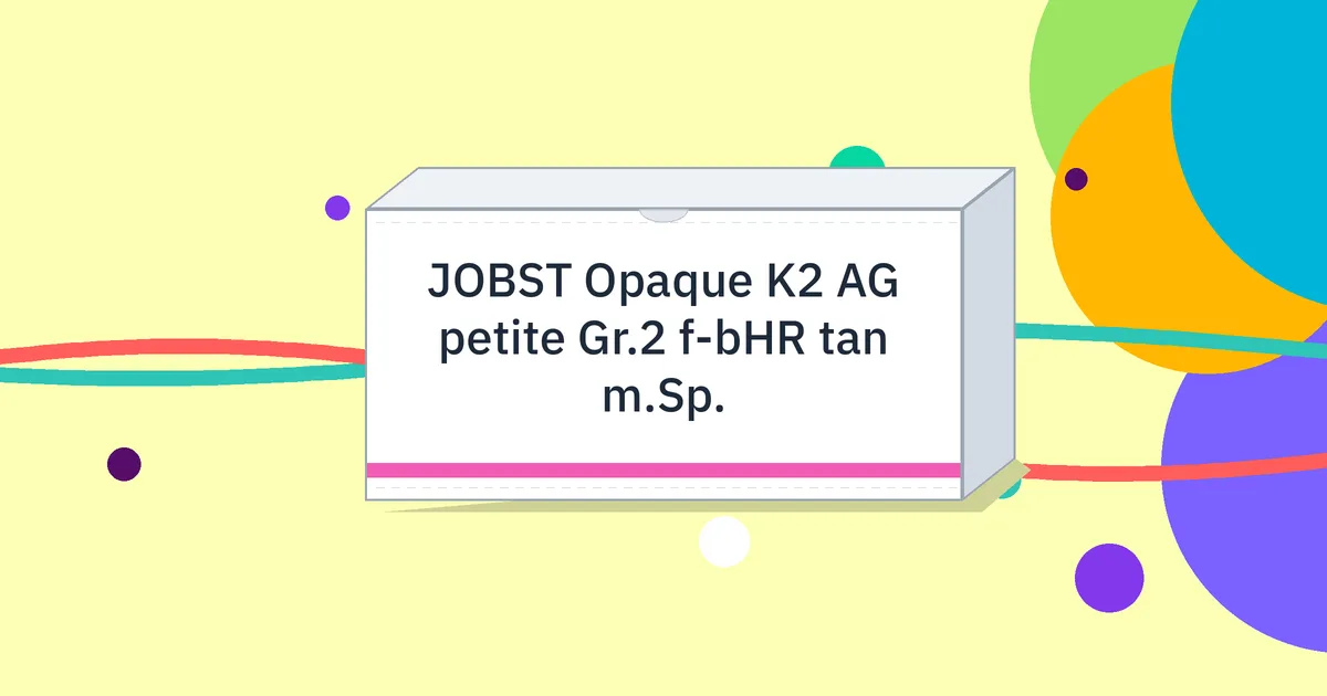 Symbolbild: Packung mit der Aufschrift JOBST Opaque K2 AG petite Gr.2 f-bHR tan m.Sp. (PZN 16284465) – Verfügbarkeit und Bezug in Apotheken in Frankfurt am Main