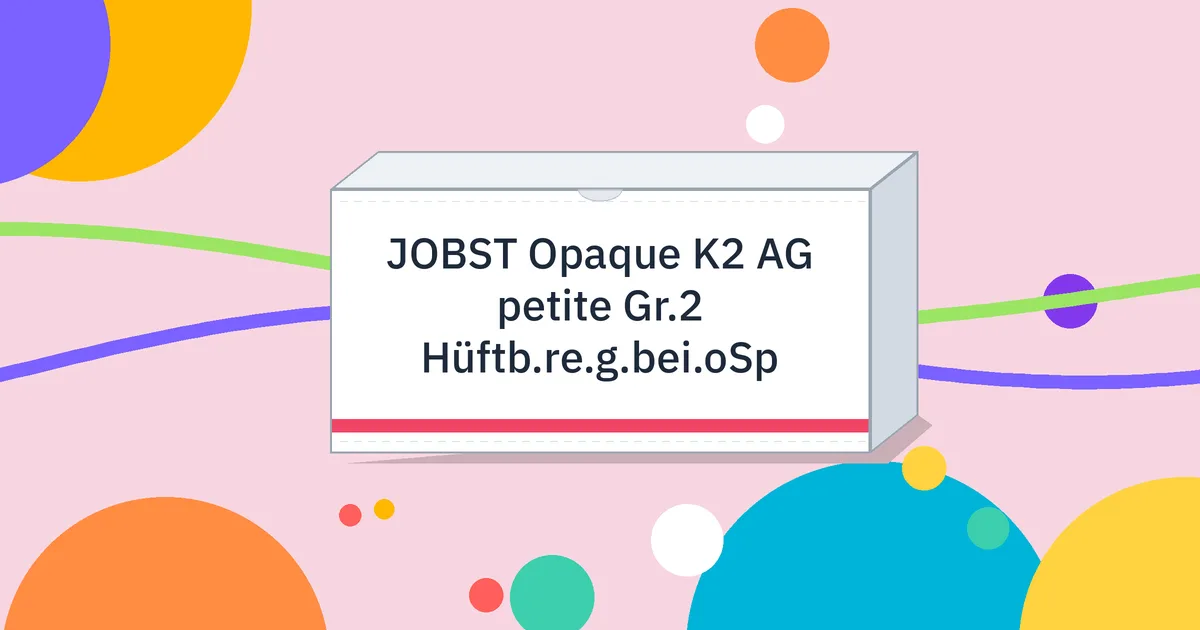 Symbolbild: Packung mit der Aufschrift JOBST Opaque K2 AG petite Gr.2 Hüftb.re.g.bei.oSp (PZN 16287825) – Verfügbarkeit und Bezug in Apotheken in Frankfurt am Main