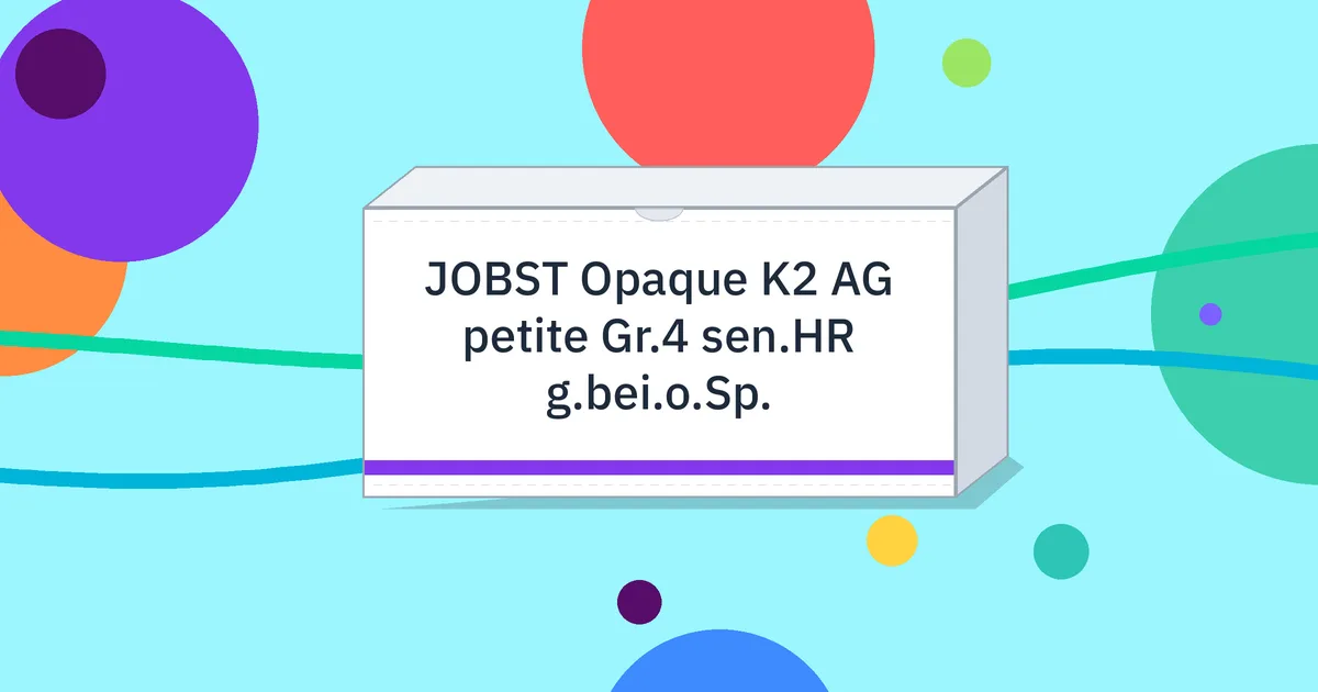 Symbolbild: Packung mit der Aufschrift JOBST Opaque K2 AG petite Gr.4 sen.HR g.bei.o.Sp. (PZN 16284169) – Verfügbarkeit und Bezug in Apotheken in Frankfurt am Main