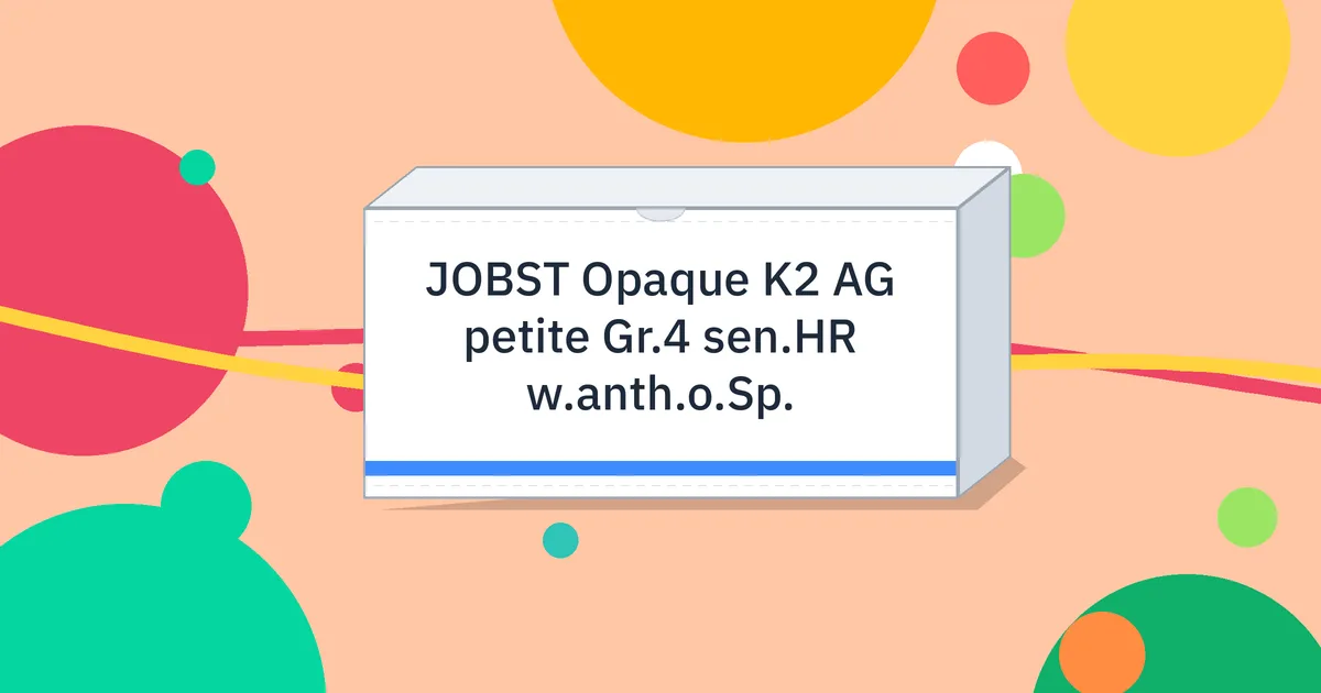 Symbolbild: Packung mit der Aufschrift JOBST Opaque K2 AG petite Gr.4 sen.HR w.anth.o.Sp. (PZN 16283371) – Verfügbarkeit und Bezug in Apotheken in Frankfurt am Main