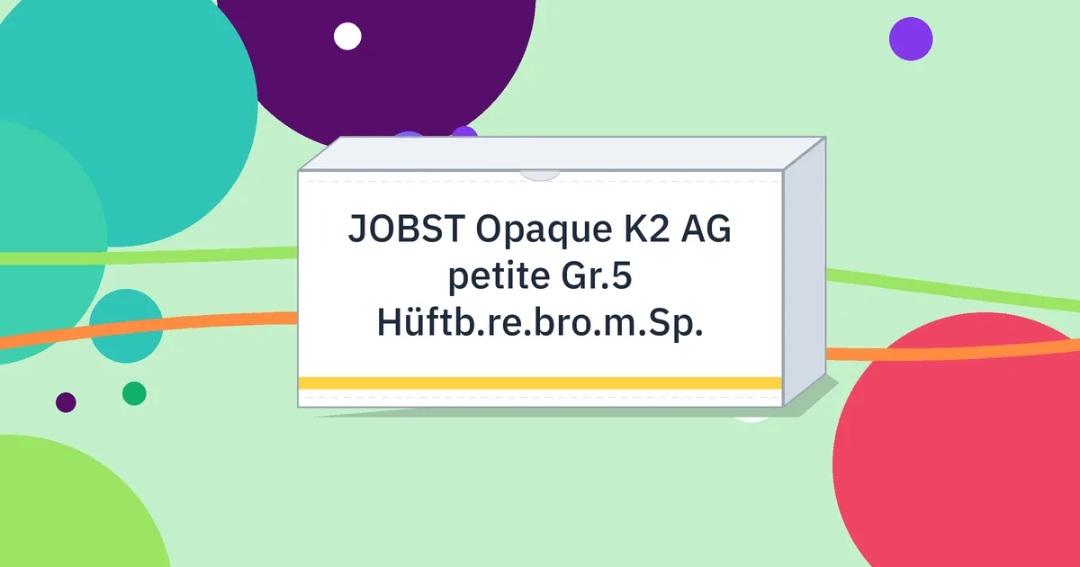 Symbolbild: Packung mit der Aufschrift JOBST Opaque K2 AG petite Gr.5 Hüftb.re.bro.m.Sp. (PZN 13114946) – Verfügbarkeit und Bezug in Apotheken in Frankfurt am Main