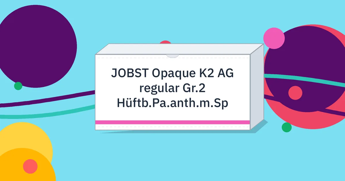 Symbolbild: Packung mit der Aufschrift JOBST Opaque K2 AG regular Gr.2 Hüftb.Pa.anth.m.Sp (PZN 16287788) – Verfügbarkeit und Bezug in Apotheken in Frankfurt am Main