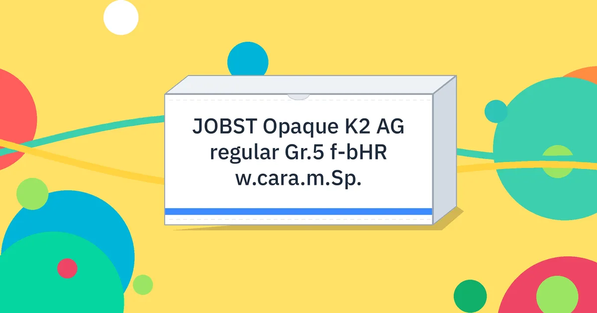 Symbolbild: Packung mit der Aufschrift JOBST Opaque K2 AG regular Gr.5 f-bHR w.cara.m.Sp. (PZN 11253069) – Verfügbarkeit und Bezug in Apotheken in Frankfurt am Main