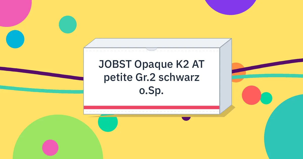 Symbolbild: Packung mit der Aufschrift JOBST Opaque K2 AT petite Gr.2 schwarz o.Sp. (PZN 11257512) – Verfügbarkeit und Bezug in Apotheken in Frankfurt am Main